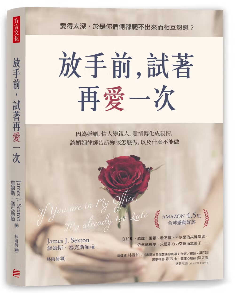 预售 詹姆斯．塞克斯顿放手前，试着再爱一次：因为婚姻，情人变亲人，爱情转化成亲情