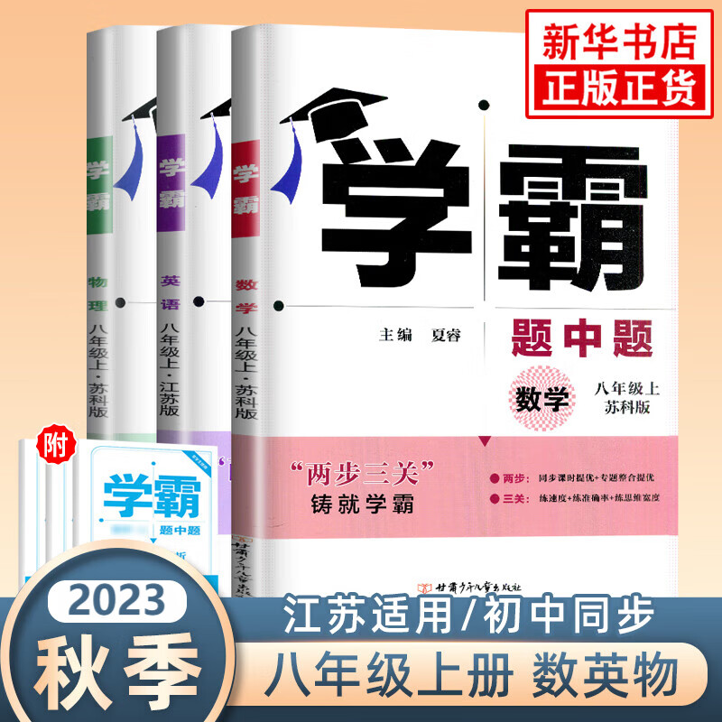 【八年级上下册自选】2024版 学霸题中题数学英语物理八年级上下册自选 中学教材同步练习含答案解析 八上数学+物理+英语 苏科版