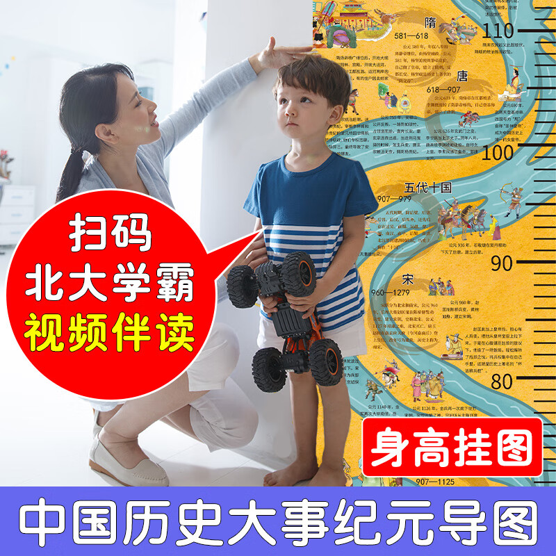中国历史大事纪元卷轴身高尺 挂图卡片 儿童量身高的贴纸 历史挂图