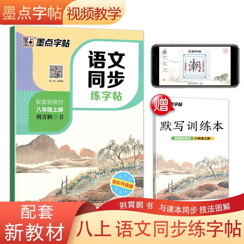 2023新墨点字帖语文同步练字帖中学生八年级上册配部编版教材荆霄鹏书初二8年级上册语文课本同步练字本