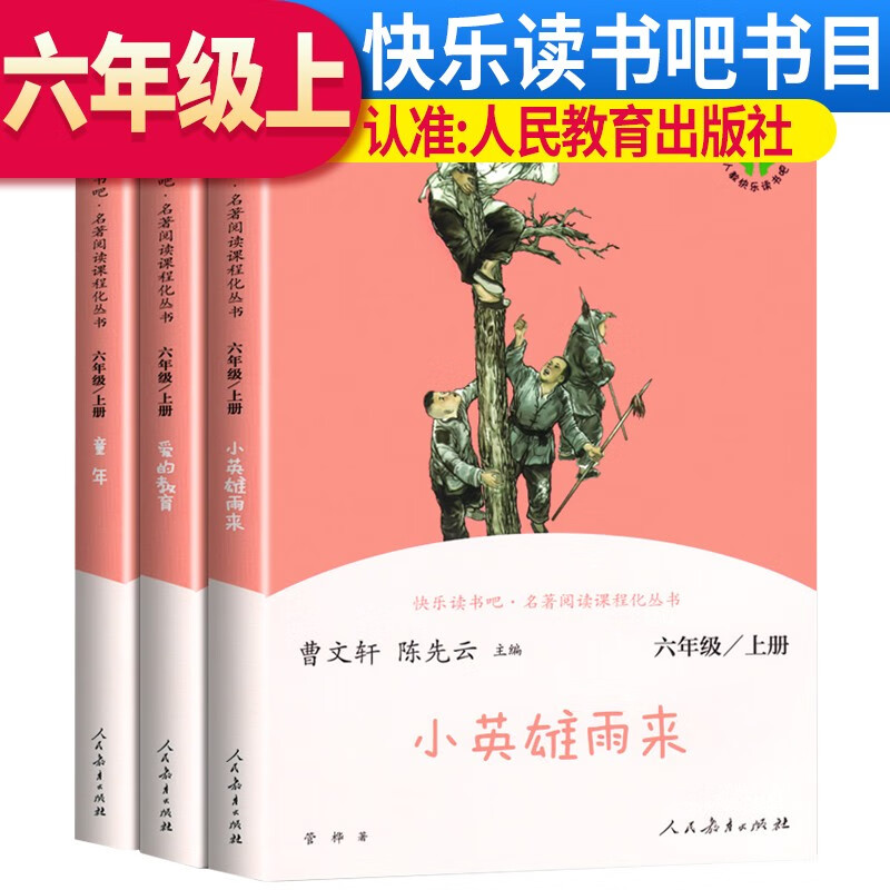 套装3册【老师推荐】人教版快乐读书吧六年级上册 童年+爱的教育+小英雄雨来 人教版快乐读书吧六年级上册 曹文轩、陈先云主编语文教科书配套书目