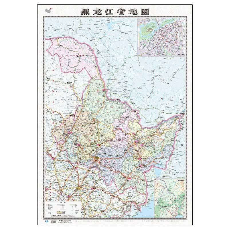 中国地图分省墙贴儿童房平面防水贴纸床头背景世界地图墙面装饰品 黑龙江省地图 大