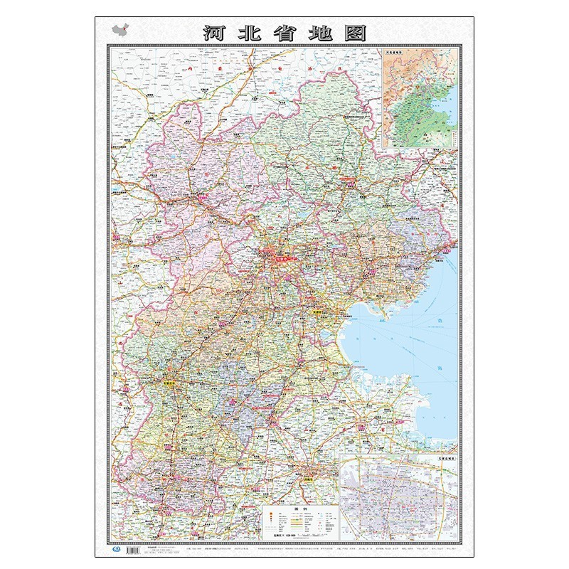 中国地图分省墙贴儿童房平面防水贴纸床头背景世界地图墙面装饰品 河北省地图 大