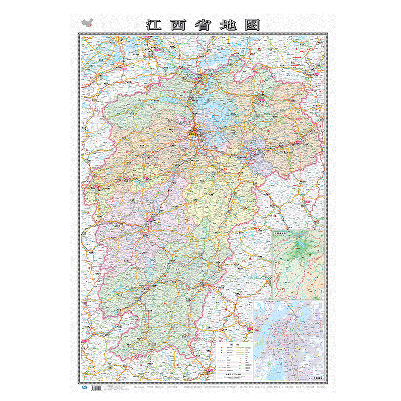 中国地图分省墙贴儿童房平面防水贴纸床头背景世界地图墙面装饰品 江西省地图 大