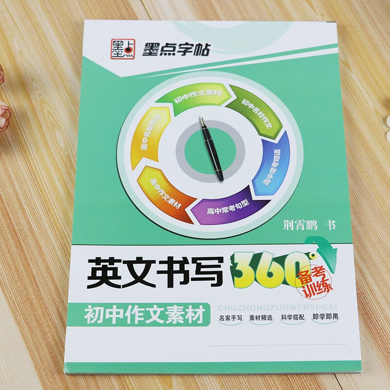 包邮！英文书写360°初中作文素材 备考训练 龙文井 墨点字帖 临摹钢笔硬笔英语字帖 湖北美术出版社