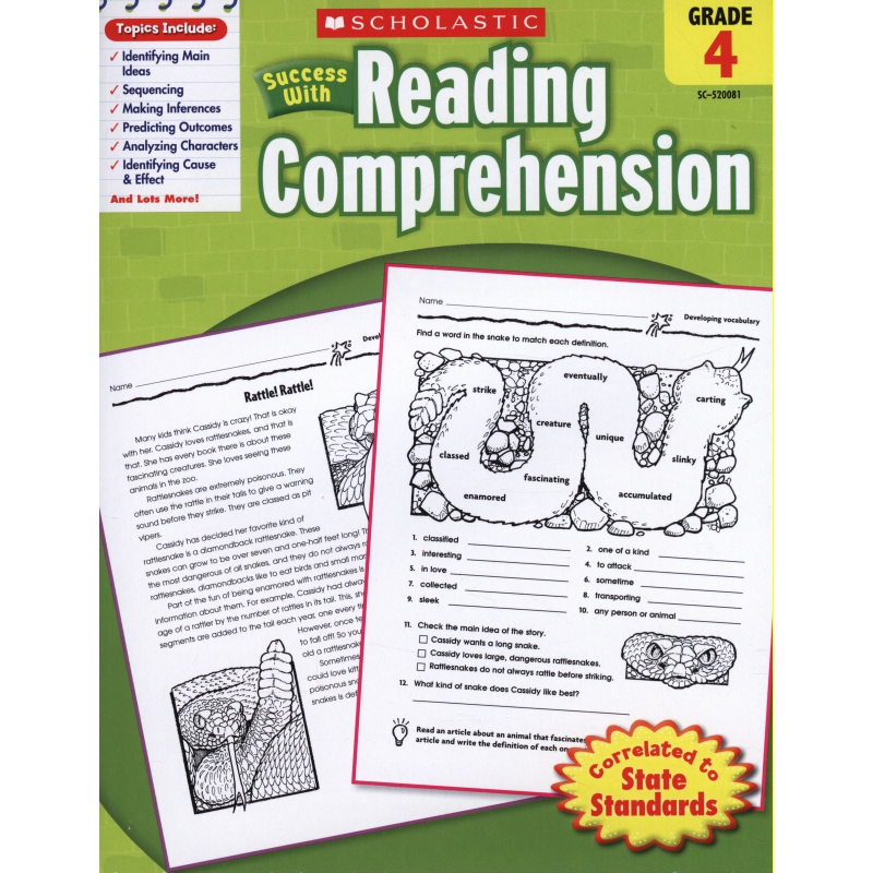 学乐成功阅读理解：四年级作业本 英文原版 Scholastic Success with Reading Comprehension, Grade 4 Workbook