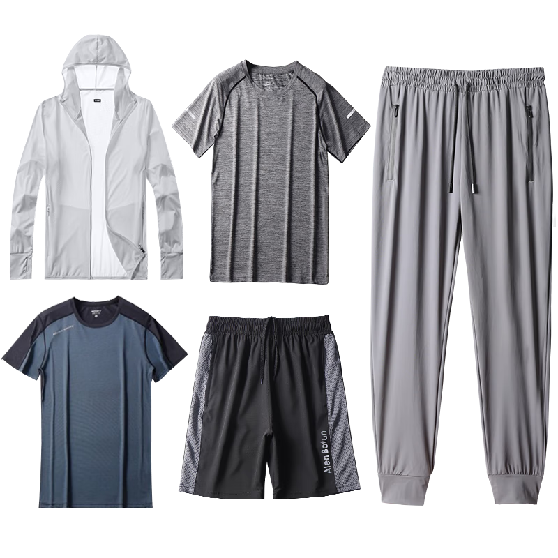 艾伦伯顿（Alen Botun） 运动套装男冰丝速干夏季防晒皮肤衣健身服跑步服户外宽松薄款t恤_运动服饰_什么值得买