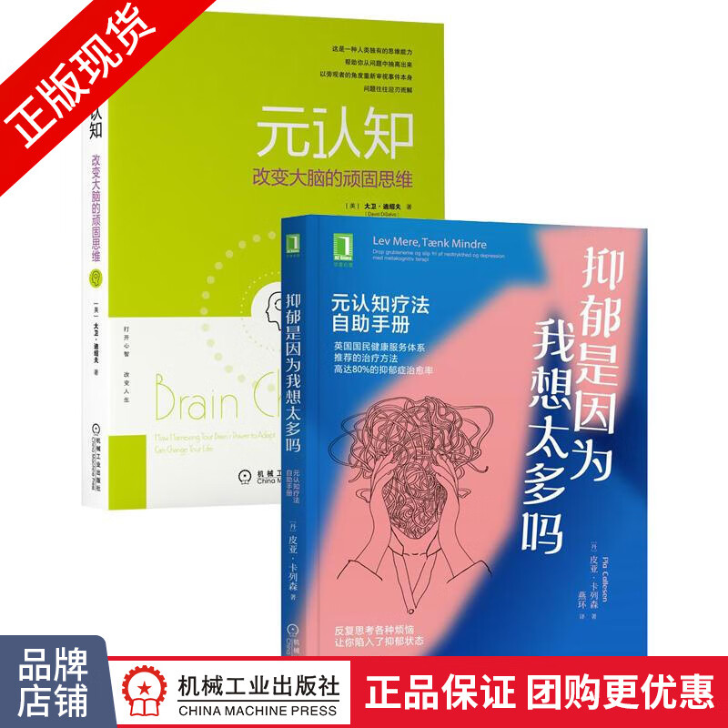 [套装书]抑郁是因为我想太多吗:元认知疗法自助手册+元认知:改变大脑的顽|8085086