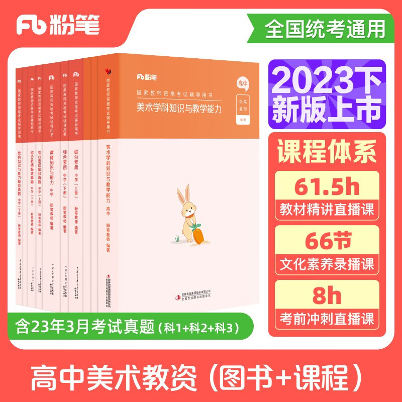 【当当 科目可选】粉笔教资2023 教师资格证考试用书教材历年真题 中小学初高中语文英语美术音乐体育物理化学政治生物历史地理信息技术教资 考试资料2023 高中美术 教材+真题