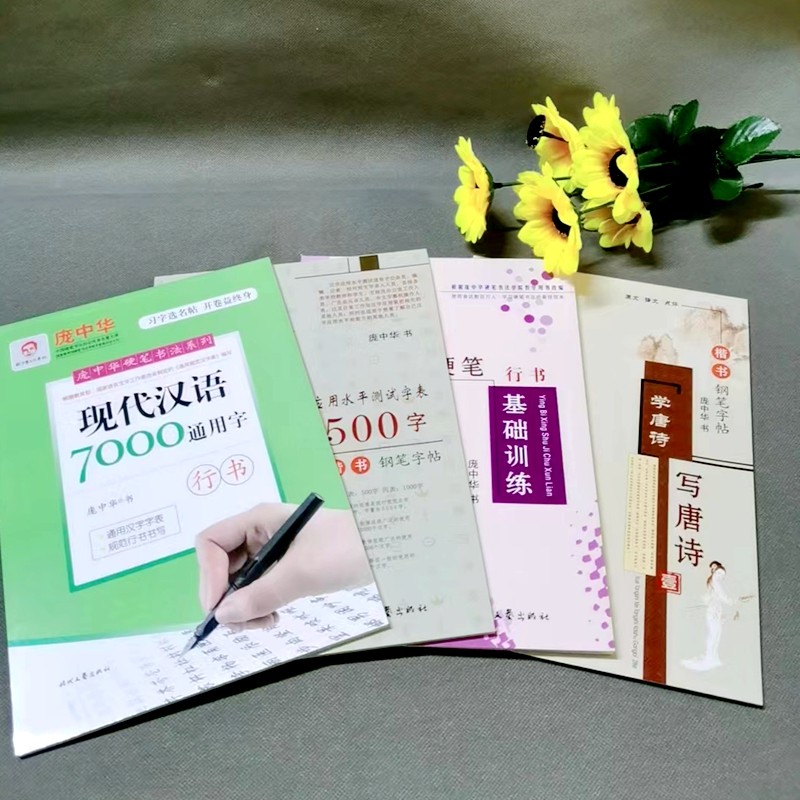 庞中华钢笔字帖成人速成初学者练字楷书行书4本套临摹字帖庞中华正楷硬笔行书