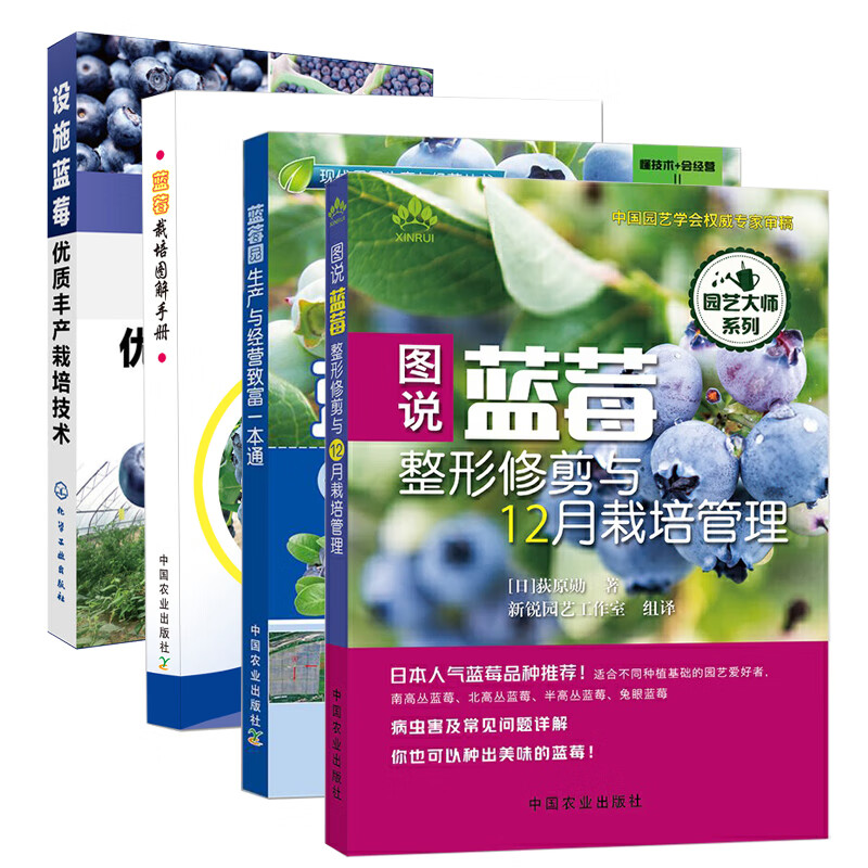 图说蓝莓整形修剪与12月栽培管理+生产与经营致富一本通+栽培图解手册+设施蓝莓优质丰产栽培技术共4册 蓝莓种植技术书籍蓝莓栽培