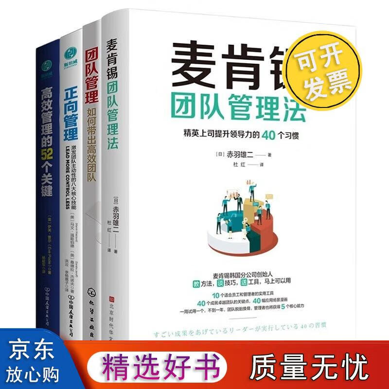 高绩效团队管理法4本套：麦肯锡团队管理法+团队管理：如何带出高效团队+正向管理：激发团队主动性的八大核心技能+高效管理的52个关键 52个关键