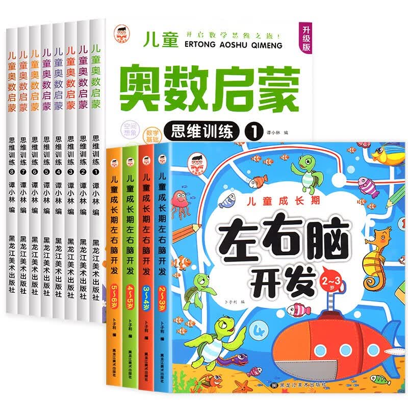 全套8册 幼儿数学启蒙幼儿奥数启蒙幼儿园数学启蒙数学思维训练幼儿园小班中班大班练习册3一6岁儿童数学书籍早教书蒙氏数学绘本学前班练习题幼小衔接一日一练教材全套 【共12本】2-6岁左右脑开发4本+幼奥