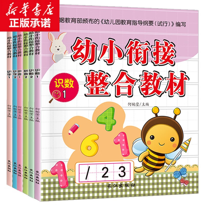 幼儿园教材全套6册 幼小衔接 大班升一年级识字数学整合一日一练拼音学前班幼儿园早教教材小班幼儿用书