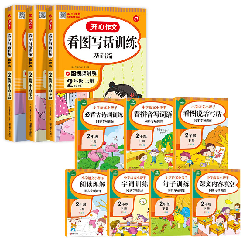 老师推荐二年级看图写话专项训练老师推荐人教版上册下册每日一练小学2年级看图说话写话范文大全 【全10本】看图写话训练+语文专项训练 小学二年级