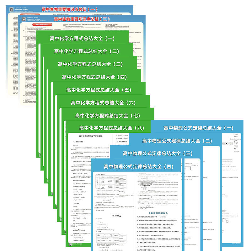 2022年高考高中物理公式大全知识点总结难点重点化学生物挂图海报 【理综15张】物理+化学+生物 42cm*58cm 名师精编防水覆膜