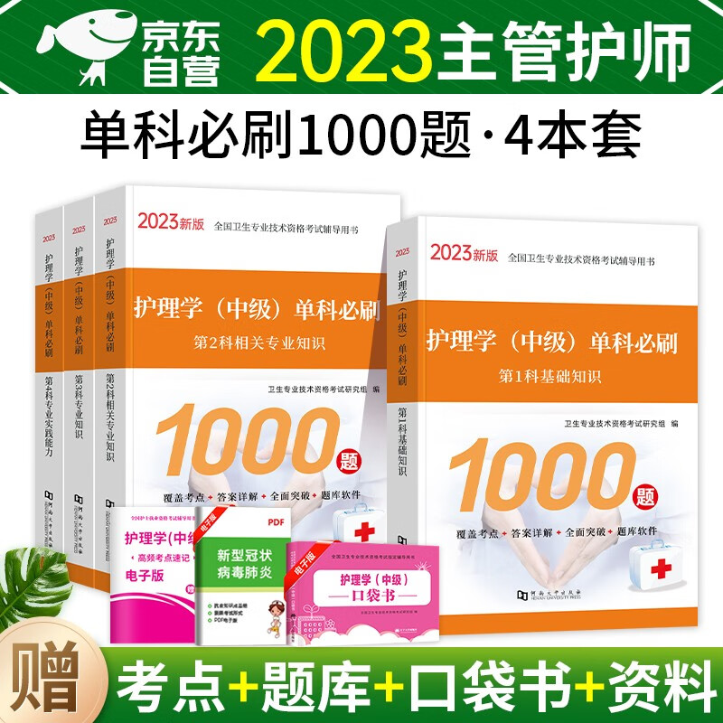 备考2024 主管护师2023护理学（中级）单科1234必刷1000题 相关+专业+实践能力+基础知识4本套 可搭配人卫版轻松过随身记模拟试题