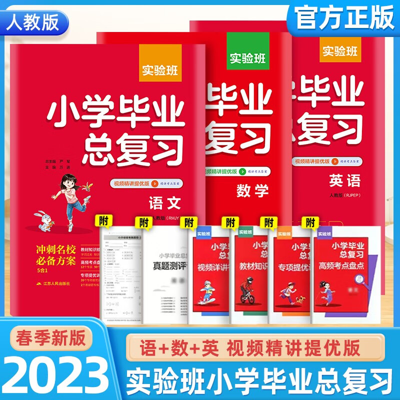 2023实验班小学毕业总复习语文数学英语小升初冲刺名校辅导资料视频精讲 语文+数学+英语人教版