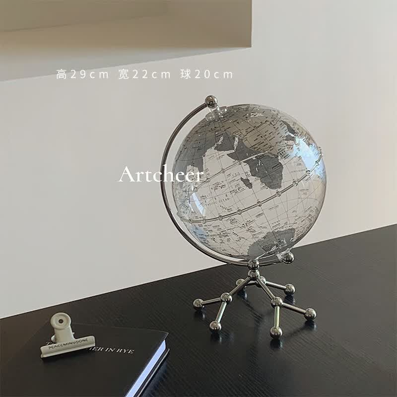 透明地球仪摆件轻奢高档客厅办公室桌面家居酒柜装饰乔迁新居礼品 1042透明地球仪(银色)