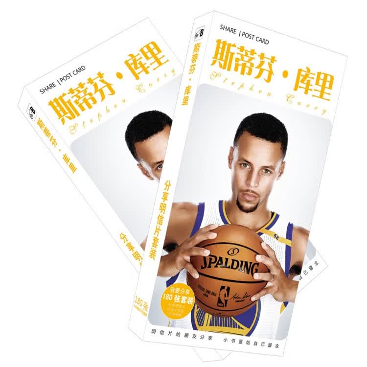 180张套装NBA球星卡片明信片贴纸合集科比詹姆斯库里篮球周边 库里个人