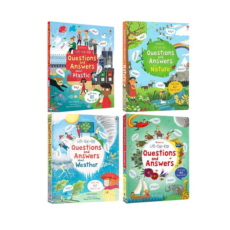 英文原版 你问我答科普翻翻书系列3-4岁 Usborne Very First Questions and Answers 便便是什么 雪是什么 什么是睡眠 星星 百科科普科普翻翻书 4册 梦想童趣