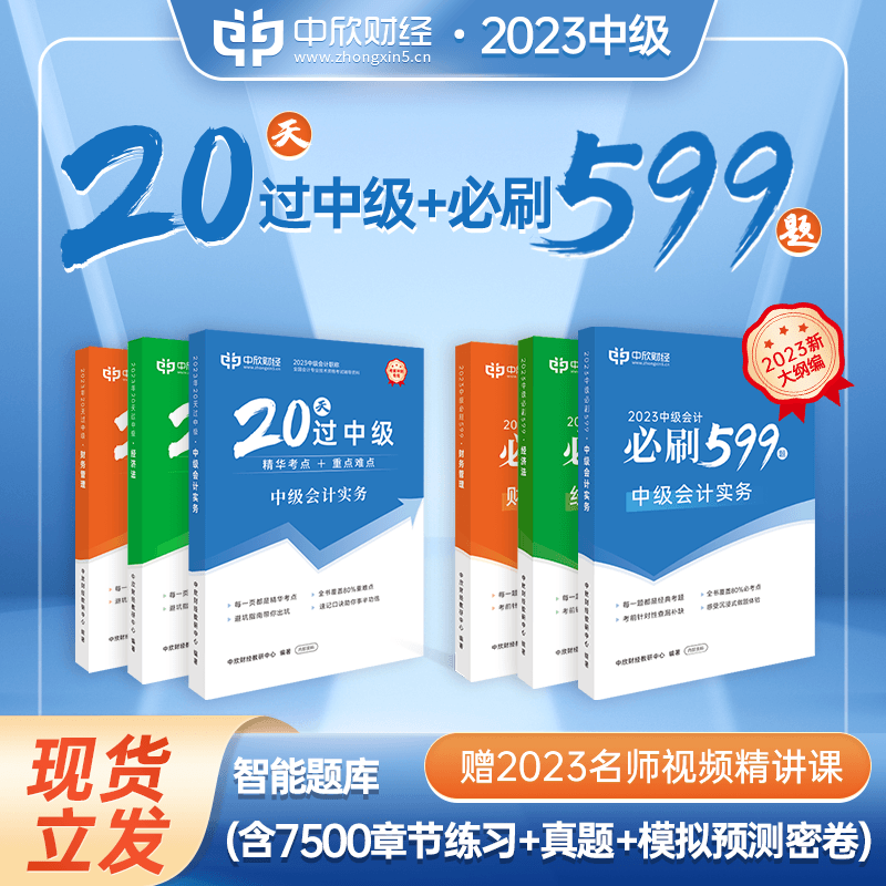 中欣 【现货立发】2023中级会计职称考试冲刺试题20天过中级核心必刷599题教辅资料经济法财务管理中级会计实务 20天过中级+核心必刷599题 单科--中级经济法