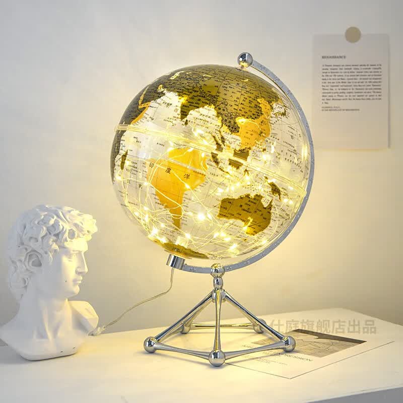 20cm发光地球仪3d立体悬浮儿童启蒙ar智能初中生用小学生用透明高端摆件办公室灯光男孩生日礼物 插电款/20cm/透明夜灯款/金色/带灯光.