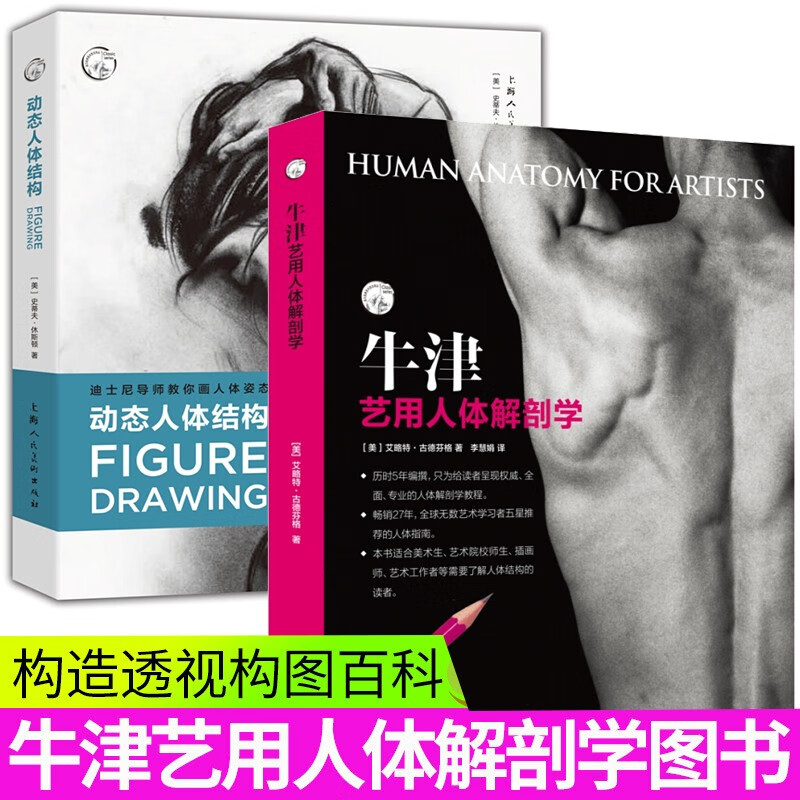 【两册套装】牛津艺用人体解剖学+动态人体结构:迪士尼导师教你画人体姿态 人物人体素描速写