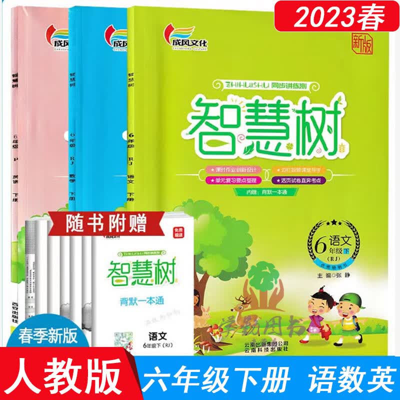 2023春 智慧树 6年级/册语文数学英语3本 人教版 语数英3本 六年级下