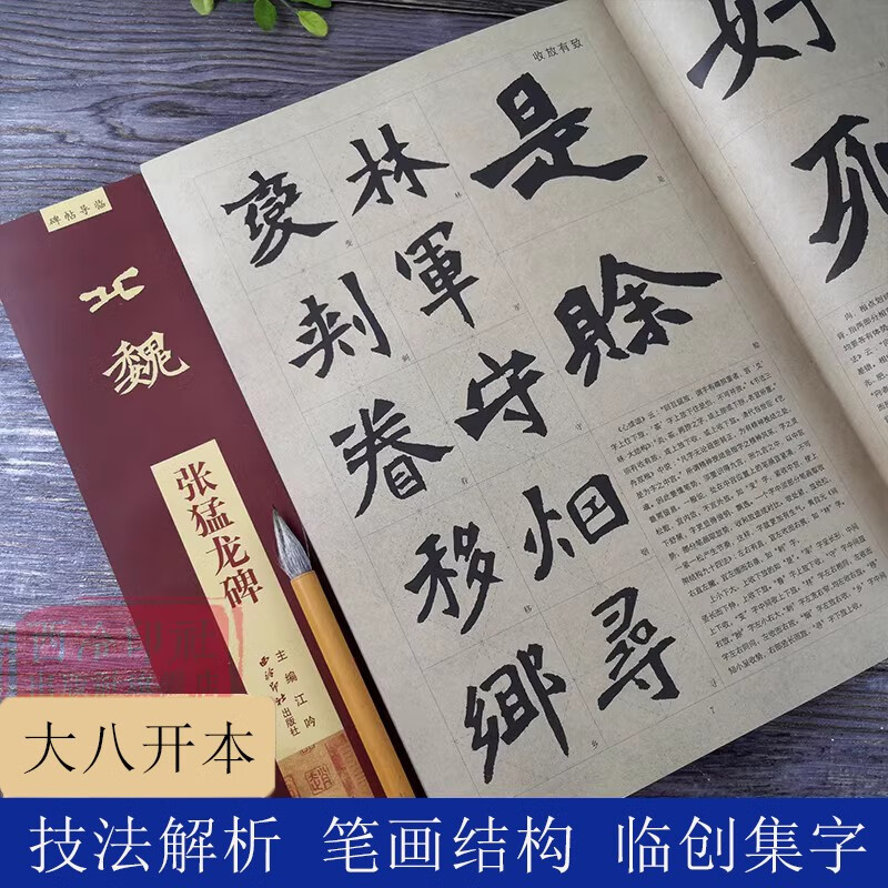 【放大本】北魏张猛龙碑 碑帖导临 楷书毛笔字帖集字作品初学者笔画结构技法教材附简体旁注 楷书入门学习教程书毛笔书法临摹字帖