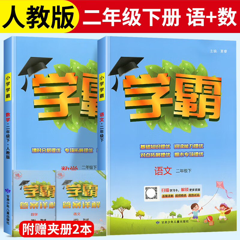 【科目版本自选】2023新版学霸二年级上小学二年级上册下册专项课时优化作业二年级上册同步训练练习册测试题经纶学典 【二年级下】共2本 语文+数学 人教版