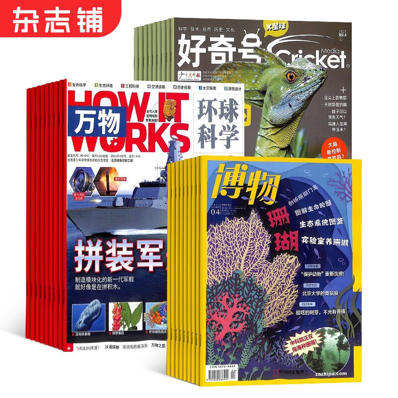 万物+好奇号+博物杂志组合 2023年10月起订 8-15岁青少年课外阅读How it works 中文版 杂志铺美国Cricket Media版权 中小学生科普百科