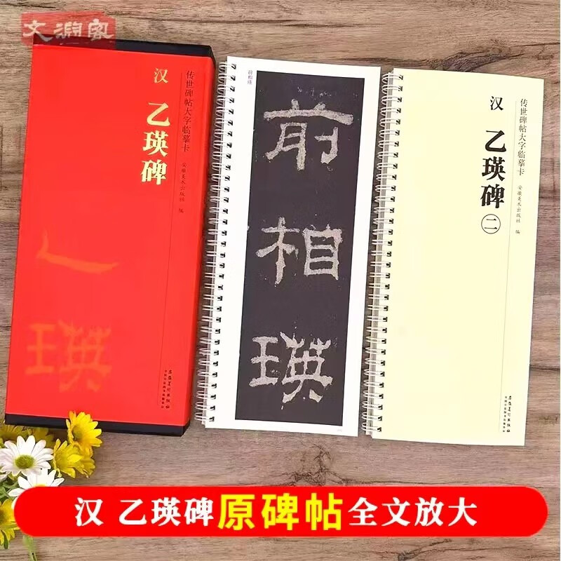 乙瑛碑 传世碑帖大字临摹卡 2册全文放大 近距离临摹卡线圈活页装订 汉隶隶书毛笔书法字帖 成人碑帖练字帖附简体注释高清原碑拓本印刷 安徽美术出版社