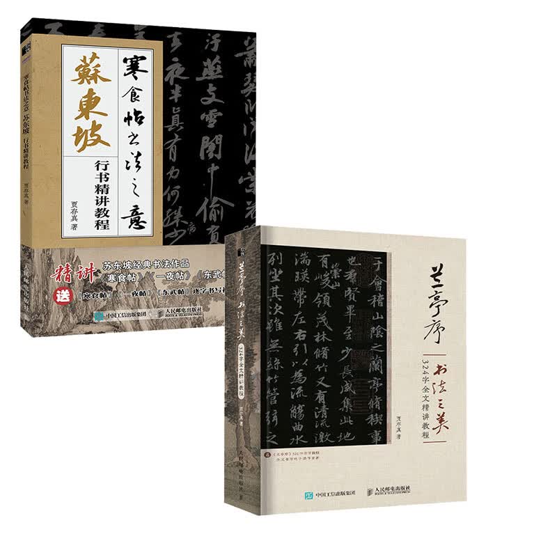 赠单词本【套装2册】兰亭序书法之美 324字全文精讲教程+寒食帖书