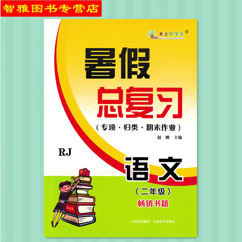 云南本土好学生暑假总复习2二年级语文数学部编人教版RJ作业下册 语文 二年级下