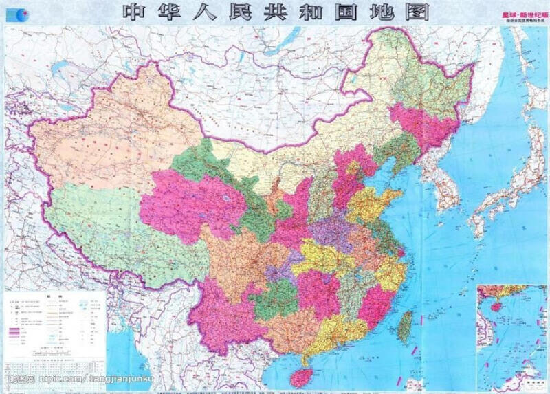 2022版 1:460万中华人民共和国地图（套封）1.4米*1米