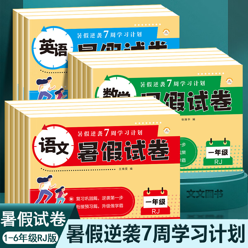 RJ 暑假试卷 一1年级语文+数学 共2本 默认规格