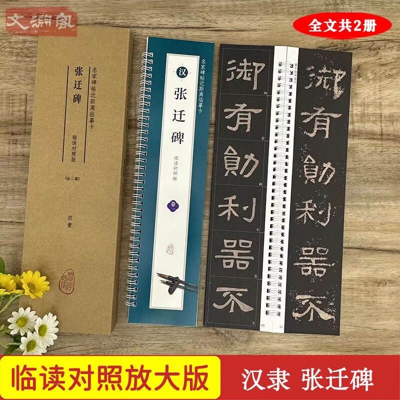 汉隶张迁碑 名家碑帖近距离临摹字卡 2卷全文 米字格高清全文放大本+原碑拓本 张迁碑隶书书法毛笔练字帖 附简体旁注 崇文书局 张迁碑