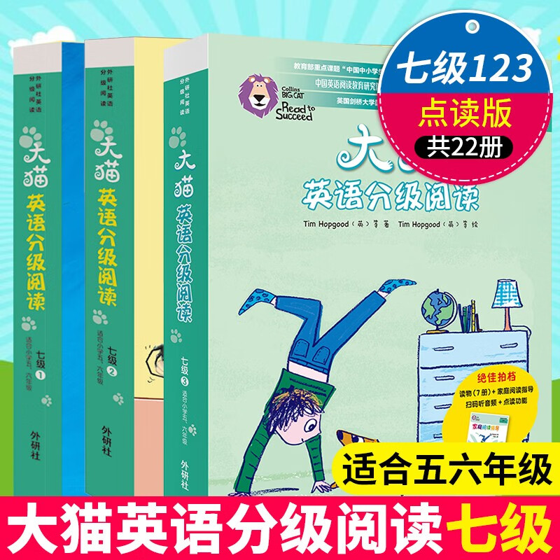 【5-10级】大猫英语分级阅读全套 英语绘本启蒙幼儿可点读英语 入门零基础 小学生三四五六级123456年级课外书籍少儿童英文读物 【3盒】七级1+2+3（适合小学5-6年级）