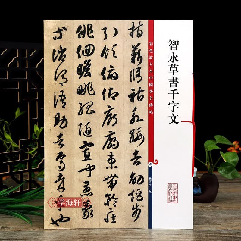 智永草书千字文 彩色放大本中国著名碑帖繁体旁注孙宝文毛笔字帖书法临摹练古帖墨迹千字文全上海辞书出版社学海轩