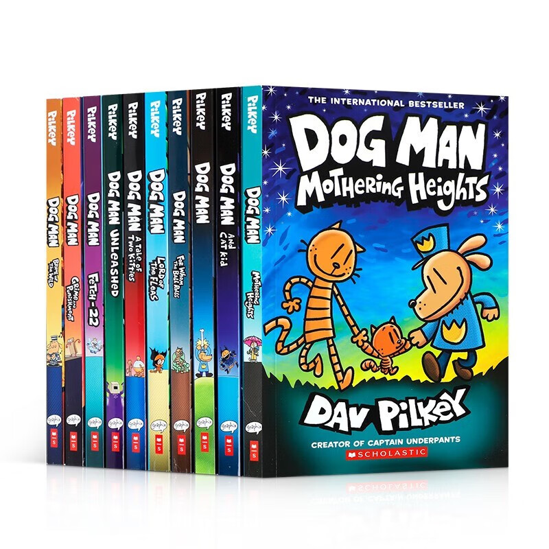 精装Dav Pilkey Dog Man神探狗狗的冒险 儿童英语漫画章节书桥梁书 英文原版进口 神探狗1-10平装（盒装）