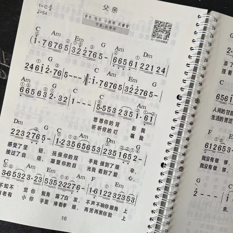电子琴曲谱 活页大字体带指法和弦标记 经典老歌 扫码配教学视频1