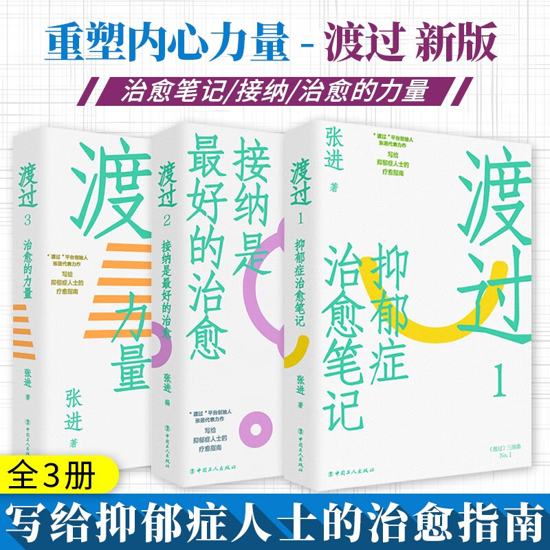 新版 渡过三部曲123 张进 全3册抑郁症治愈笔记+接纳是最好的治愈+治愈的力量心理学抑郁症书籍抑郁症自我治疗书籍 预售