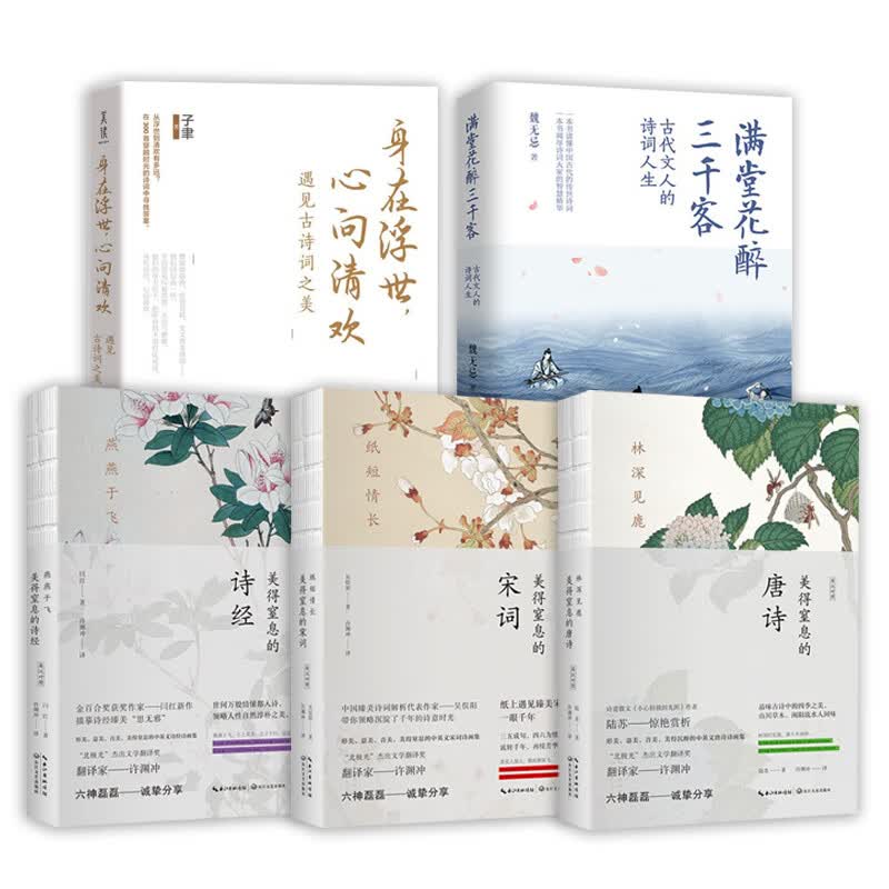 美得让人窒息的古诗词三册 林深见鹿美得窒息的唐诗+纸短情长宋词+燕燕于飞诗经 翻译家许渊冲英译英汉对照中 【5册】美得窒息的古诗词+诗词人生+诗词之美
