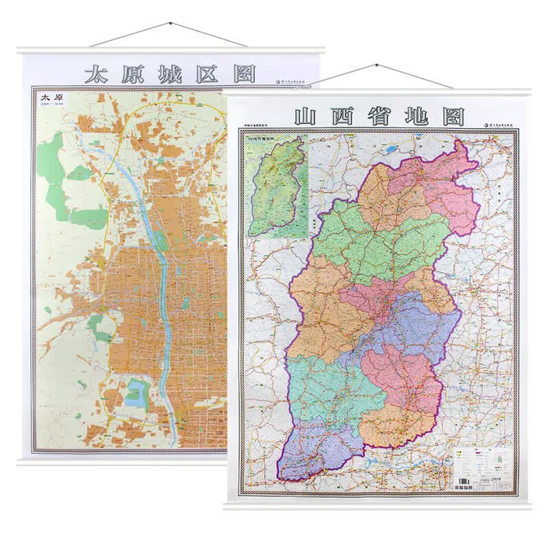 2022年新版 太原市地图 1.4x1m AB面 B面山西省地图 A面太原城区图