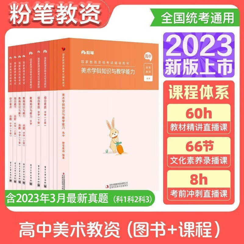 2023年下粉笔教资考试资料2023教师资格证考试用书教材历年真题中小学初高中语文数学英语美术音乐（科目一二三） 【2023年下新版】-高中美术全科目