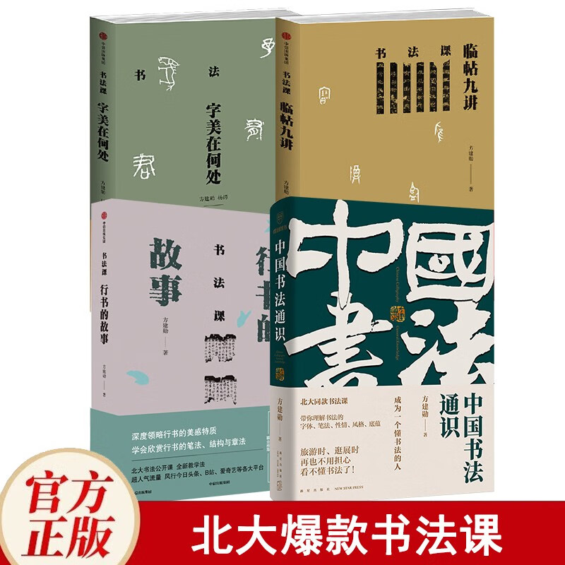 方建勋书法（4册）中国书法通识+书法课：行书的故事+字美在何处+临帖九讲 北大书法公开课 书法