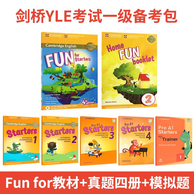 【进口直营】2020新版yle真题集剑桥少儿英语考试全真试题一级教材Cambridge Englis 剑桥YLE一级备考包Fun for教材+真题四册+
