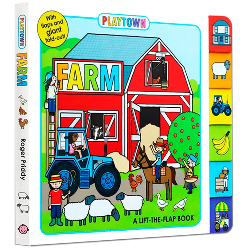 Playtown系列 Farm A Lift-the-Flap book 纸板翻翻书 边玩边学 幼儿启蒙绘本童书 儿童绘本 撕不烂纸板书