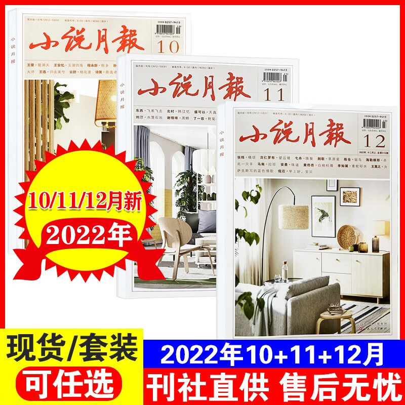 小说月报杂志 2022年1-12月 【全年/半年订阅 】 文学文摘期刊杂志 2022年12/10/11月